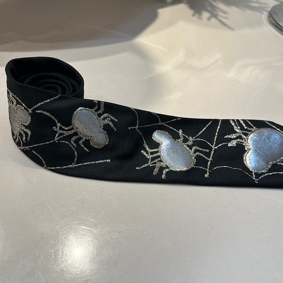 Accessories | Halloween Black Tie With Silver Spiders | Poshmark